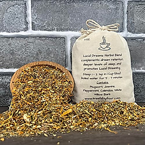 Lucid Dreamz Herbal Blend - Mugwort, Jasmine, Peppermint | Natural Caffeine Free Tea/Smoke Blend/Incense Herbs by Tree Fifty Four | 3 OZ Sachet w/Infusers