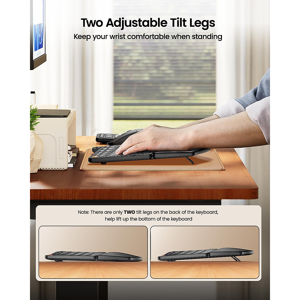 ProtoArc Ergonomic Keyboard Mouse, EKM04 2.4GHz Wireless Ergo Keyboard Mouse Combo, Separate Numeric Keypad, Split Design, Wrist Rest, Rechargeable, for Desktop, PC, Laptop, Windows