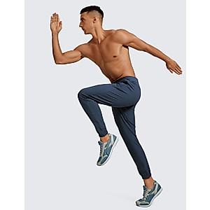 CRZ YOGA Athletic Joggers for Men - 29" Lightweight Running Training Pants with Zip Pockets and Ankle Zippers Electric Blue X-Large