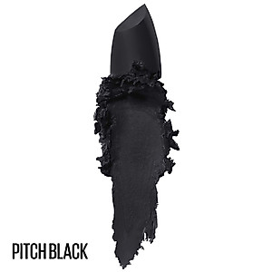 Maybelline Color Sensational Lipstick, Lip Makeup, Matte Finish, Hydrating Lipstick, Nude, Pink, Red, Plum Lip Color, Pitch Black, 0.15 oz; (Packaging May Vary)