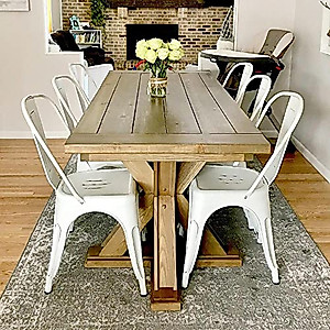 Yaheetech Metal Dining Chairs Indoor/Outdoor Coffee Kitchen Chairs Stackable Chic Dining Bistro Cafe Side Chairs Set of 4, Distressed White