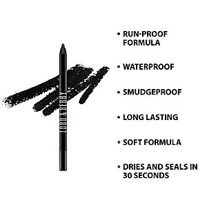 Lord & Berry SMUDGEPROOF Eye Liner - Soft & Creamy VEGAN Formula, Long Lasting Morning to Night Waterproof Eyeliner Pencil, Easy to Use Eye Makeup - Black Eyeliner
