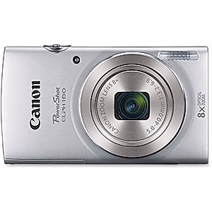 Canon PowerShot ELPH 180 Digital Camera w/Image Stabilization and Smart AUTO Mode (Silver), 0.90in. x 3.70in. x 2.10in. - 1093C001