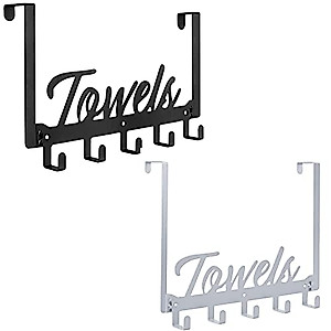2 Packs Over The Door Hooks, Towel Rack for Bathroom Towel Holder for Hanging Heavy Duty, Wall Mount Towel Hanger