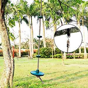 Climbing Rope with Platforms and Disc Swing Seat Set Playground Accessories Including Bonus Hanging Strap & Carabiner