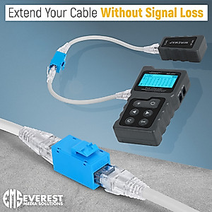 EMS RJ45 CAT6 Keystone Inline Coupler - Blue 24-Pack - Keystone Jack Female to Female for Standard Wall Plates and Patch Panels, UTP Ethernet Extender Adapter RJ45 Gender Changer