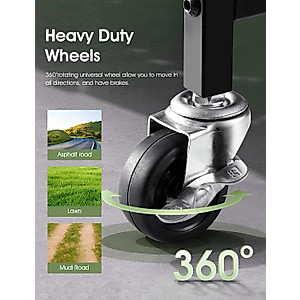 Heavy-Duty Garden Tool Organizer for Garage with 2 Stair-Climbing Wheels, Lawn & Yard Tool Storage Rack, Garage Tool Cart with Lockable Wheels, Outdoor Garden Tool Storage for Sheds