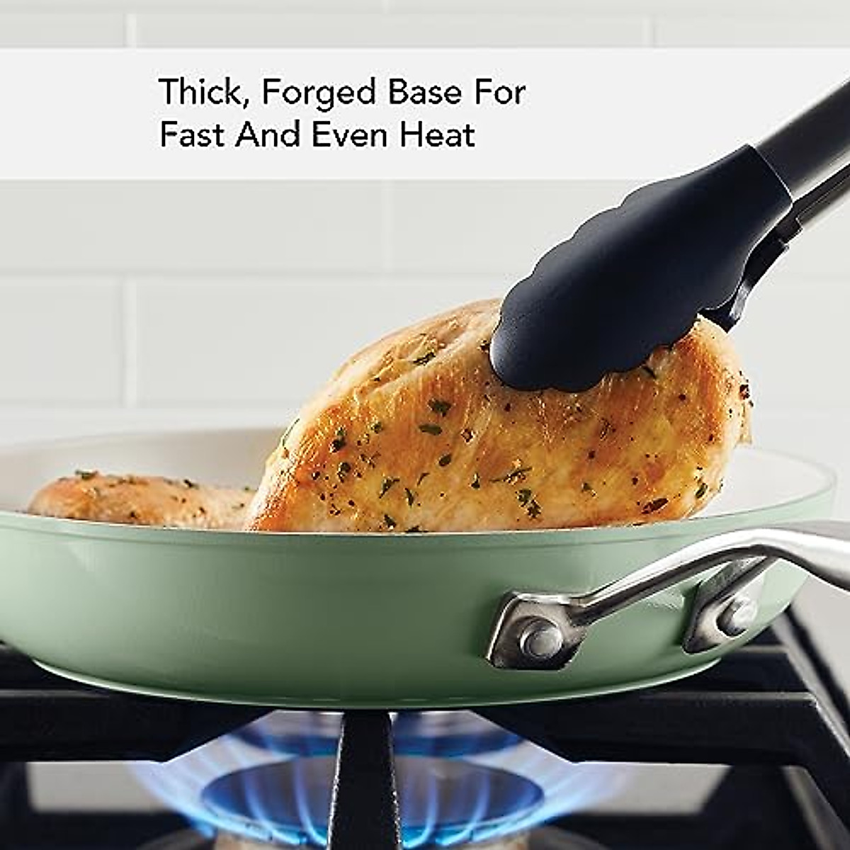 KitchenAid Hard Anodized Ceramic Ceramic Nonstick Cookware Pots and Pans Set, 9 Piece - Pistachio