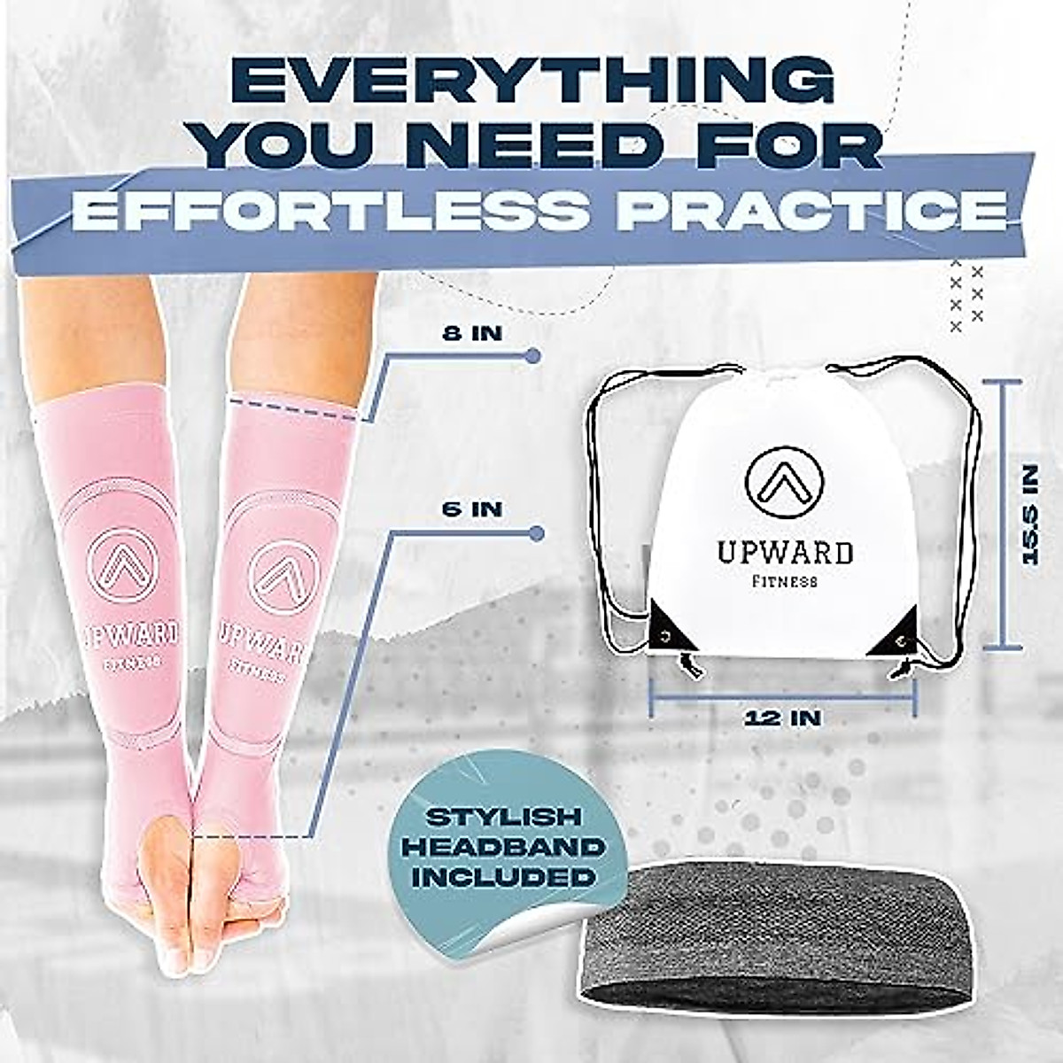 Upward Fitness-Volleyball Padded Passing Sleeves, Arm and Wrist Protection With Thumbhole, Carrying Bag and Headband Included, for Girls and Boys (XS/S, Pink)