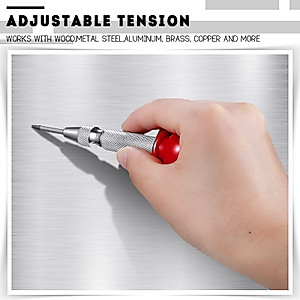 3 Pack Center Punch Spring Loaded Automatic Punch 5 Inches Crushing Hand Tool Center Hole Punch for Wood Metal Awl Puncher with Cushion Cap Adjustable Tension