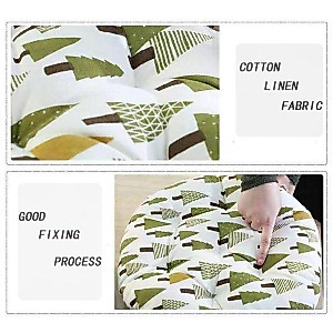 YUNZLAN Printed Patterns Chair Cushions 18" Round Chair Pads Cotton Linen Nordic Seat Cushions Comfort for Kitchen Chair Office Chair Indoor Outdoor (Grey Triangle)