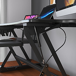 Mount-It! Height Adjustable Standing Desk Converter | 48” Wide Tabletop Sit Stand Desk Riser with Gas Spring | Stand Up Computer Workstation Fits Dual Monitors | Black | MI-7925