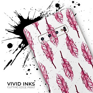 DesignSkinz Crimson Feather Pattern Protective Vinyl Decal Wrap Skin Cover Compatible with The Samsung Galaxy S20 (Screen Trim & Back Glass Skin)