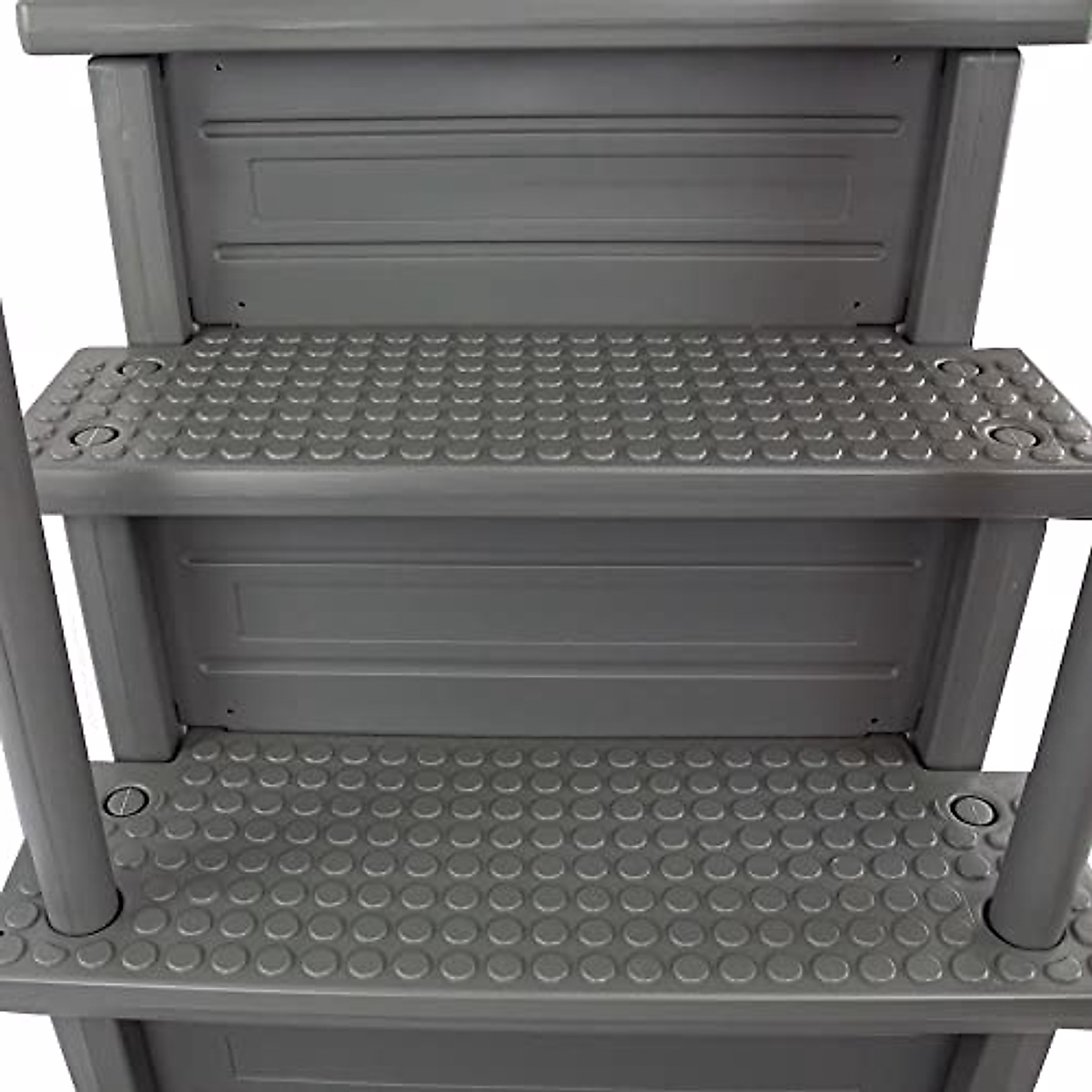 Aqua Select Above Ground Anti-Slip Pool Steps to Deck | Safety Swimming Pool Ladder | Designed for Above Ground Swimming Pools | Holds Up to 350 Pounds | Grey