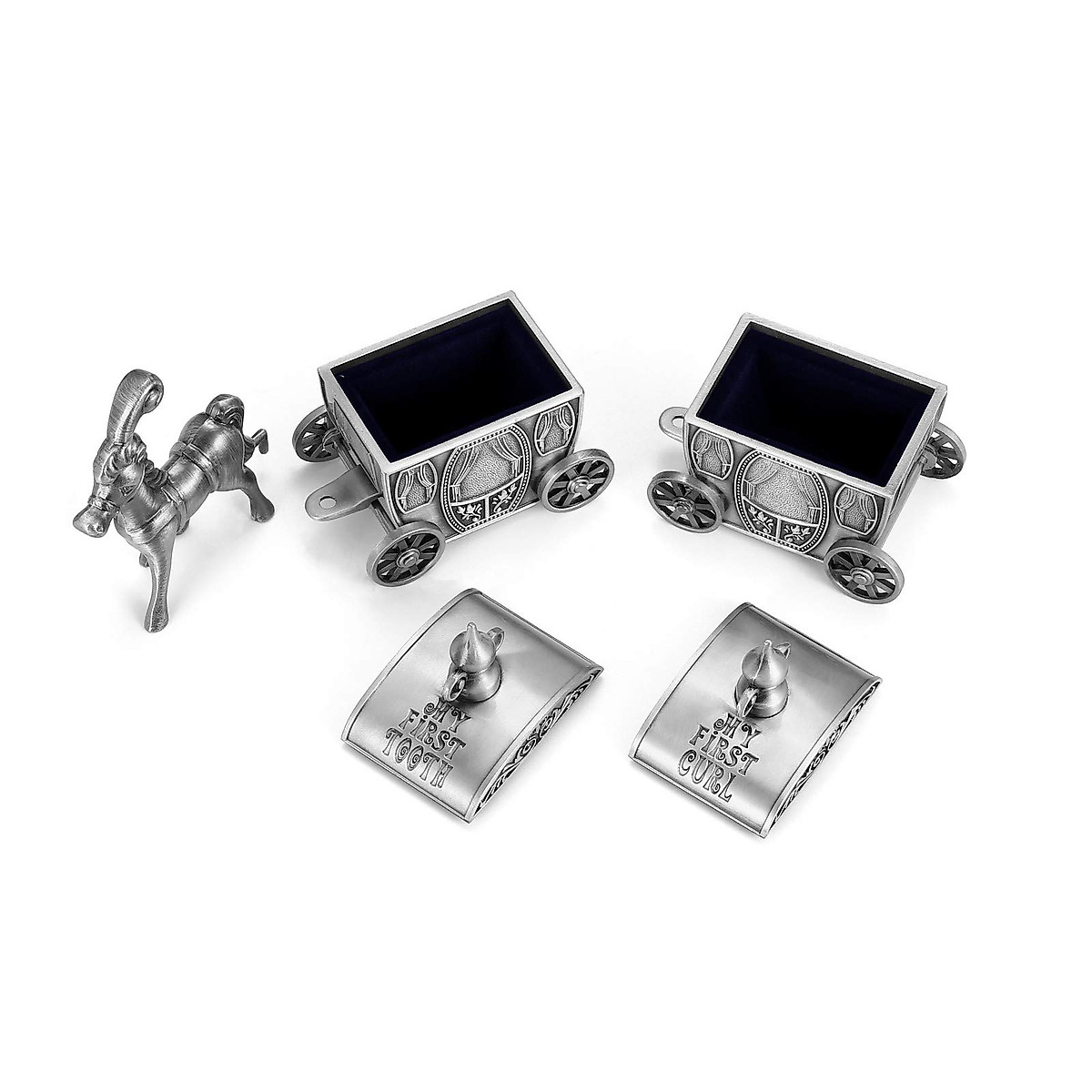 Mogoko Silver Tooth Holder, Baby First Tooth and Curl Keepsake Box Set, Teeth Fairy Containter Gift Box for Child Kids