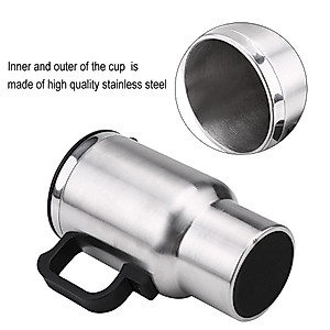 Psytfei Car Heating Cup 12V Car Heated Mug Stainless Steel Travel Mug Electric Temperature Control Car Coffee Cup Warmer 450ml Universal Car Water Heater Mug with Heater