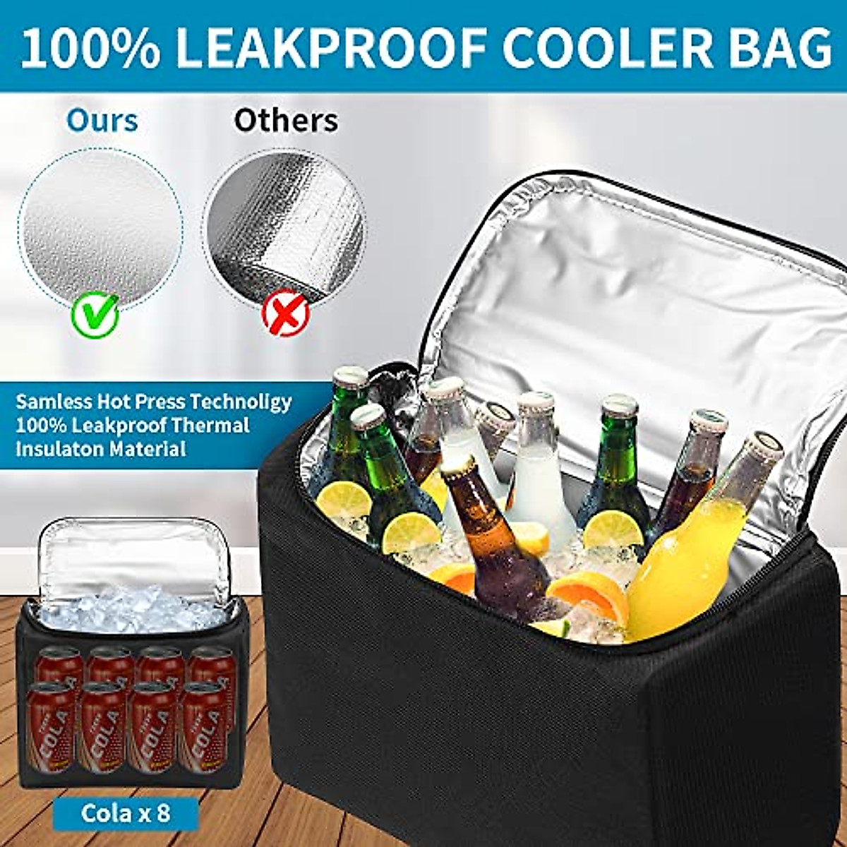 Car Trunk Organizer with Cooler, Hanging Car Organizers and Storage with Large Pockets, Zippers Detachable Seat Back Organizers Storage, Waterproof Car Storage Trunk Organizer for Jeeps, SUVs, Black