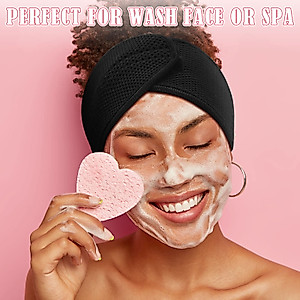 Haysandy Hair Wrap, 4 Pieces Mesh Hair Wrap for Black Women - Face Wash Makeup Hair Accessories Headbands (Black, Blue, 1 Count Pack of 1)