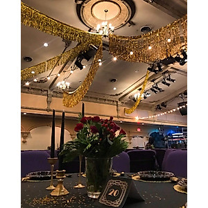 Blukey 10 Feet Long Roll Metallic Fringe Garland (Set of 3) Gold Tassel Foil Banner - Party Supplies for Parade Floats, Fiesta Backdrop, Patriotic Decorations, Wedding, Birthday (Gold)