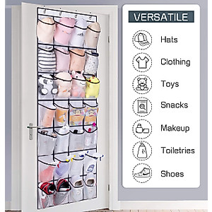 AOODA 28 Large Mesh Pockets Over The Door Shoe Rack, Hanging Shoe Organizer for Closet Hanging Shoe Rack Holder Hanger, White