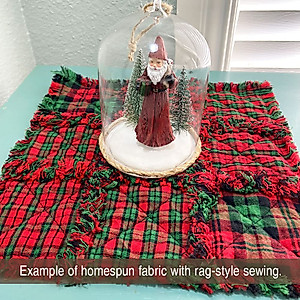 Set of 4 Fat Quarters, Christmas Red & Green Assorted Plaid Gingham Precut Fabric Homespun Cotton Bundle by JCS