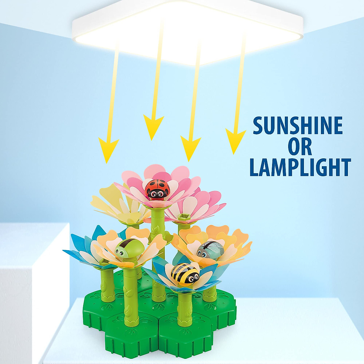 HamburBaby Luminous Assembly Garden Flower Building Toys, Take Apart & DIY Educational Activity Play Set, Glow in The Dark, Develop STEM Ability, for Preschool Boys Girls Ages 3+ (Green)