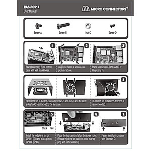MICRO CONNECTORS, Inc. Aluminum Raspberry Pi 4 Model B Case with Fan, Black (RAS-PCS14-BK)