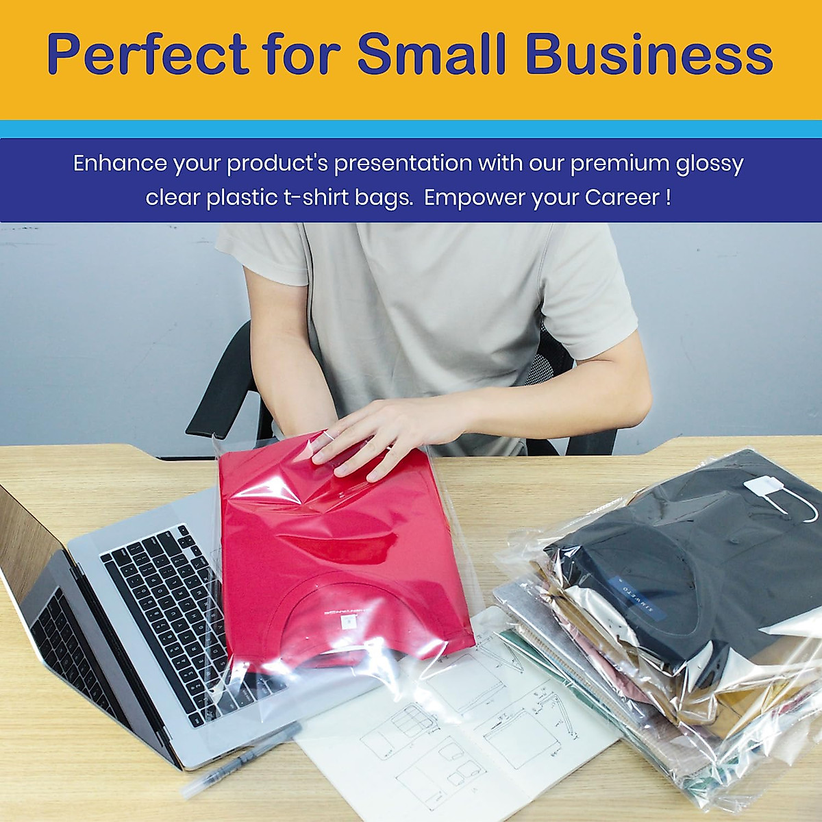 PigPotParty 9"x12", Clear Plastic Cellophane Bags, 100 Count Self Sealing Cello Bags for Packaging T Shirt, Clothes, Product - Plastic Sealable Bags for A4, Letter, Magzines, Book Gift, Artwork