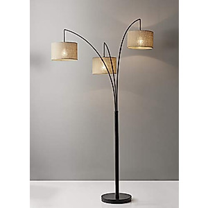 Adesso 4238-26 Trinity Arc Floor Lamp Antique Bronze FinisH, Beige Burlap . Home Decor Lamps and Light Fixtures, 82",3 Arm