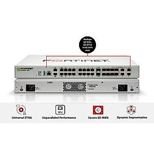 FortiGate-100F Firewall Appliance - 22 Gigabit Ethernet RJ45 Ports, 4 SFP & 2 10G SFP+ Ports, Dual Power Supplies (Appliance Only, No Subscription) (FG-100F)