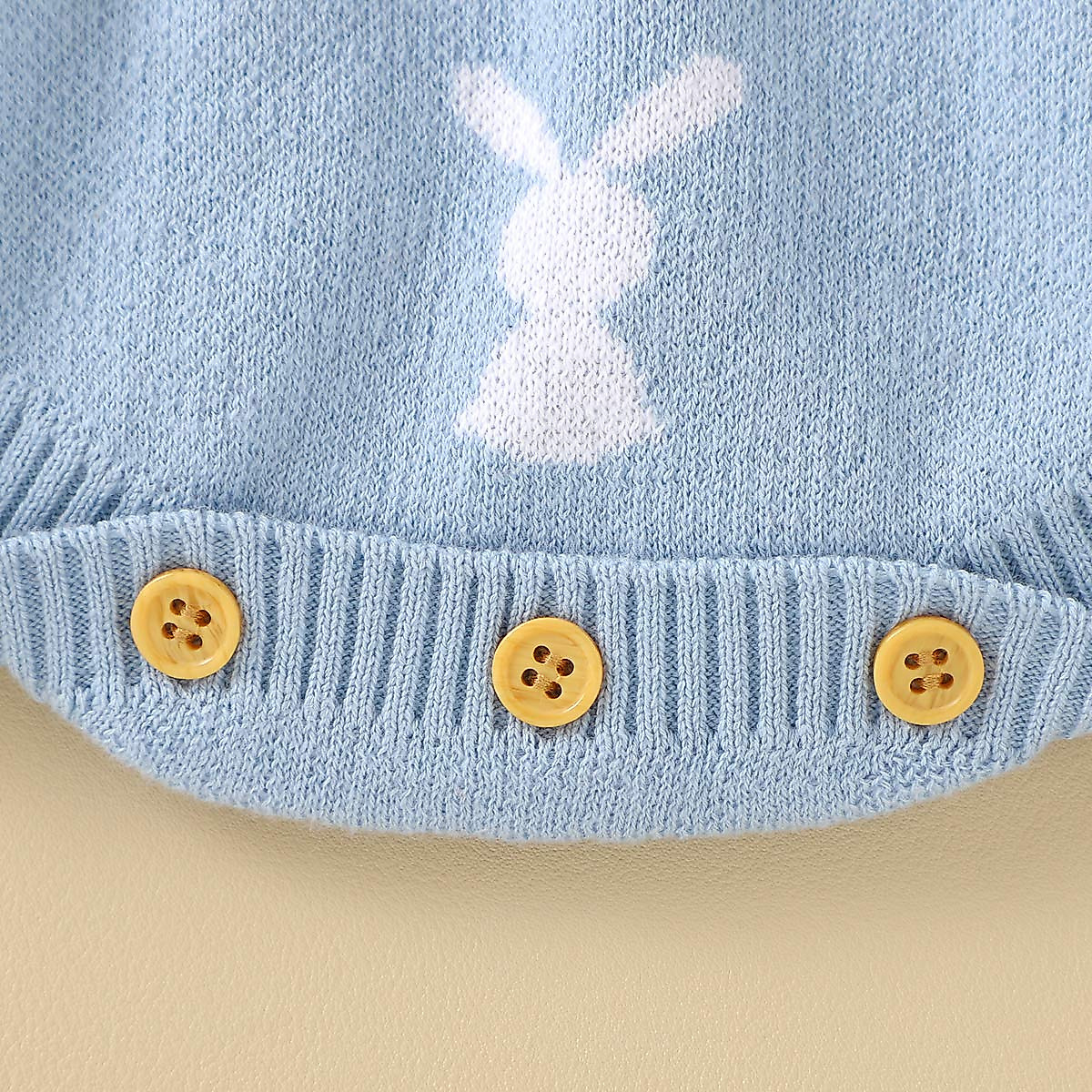 Baby Girl Boy Easter Bunny Romper Sleeveless Knitted Bodysuit Jumpsuit My 1st Easter Outfit Cute Clothes (Rabbit Onesie- Blue, 6-12 Months)