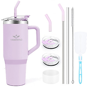 Tamarac 40 oz Tumbler With Handle and Straw Lid Double Wall Vacuum Reusable Stainless Steel Insulated Water Bottle Travel Mug Cup Gifts for Women Men