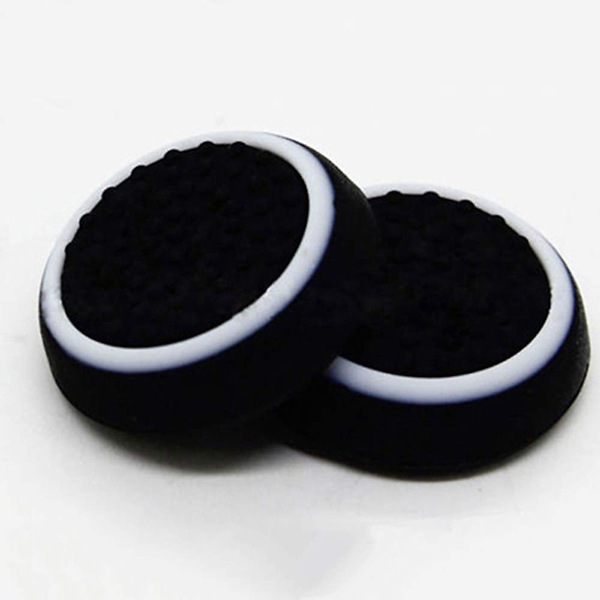 shlutesoy 4Pcs Joystick Caps,Soft Silicone Controller Thumb Stick Grip Joystick Button Cap Cover for PS3 PS4 Black&White