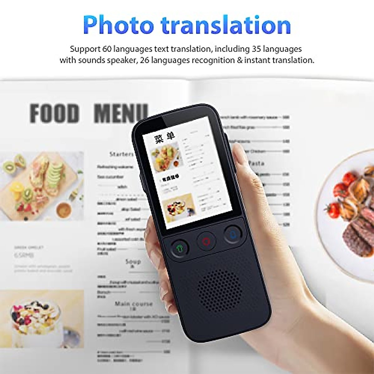 Language Voice Translator Device Portable Smart Translator Two Way Online 138 Languages Real Time - Black