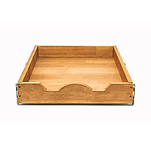 DINDON Pull Out Cabinet Organizer (14" W x 18" D) 1 Tier, Single Tier Oak Wood Under Cabinet Slide Out Shelf Drawer Box…