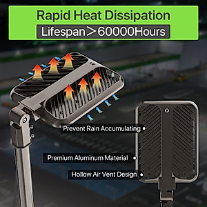 Glitgate 300W LED Parking Lot Lights, 45000LM 5000K Adjustable Slip Fitter Mount Street Lights with Dusk to Dawn Photocell, 100-277V IP65 Waterproof Commercial Area Lighting ETL Listed 2 Pack