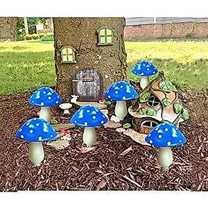 Abkshine 6-Pack Blue Solar Garden Lights, Solar Powered Mushroom Stake Lights for Outdoor Yard Decor, Waterproof Garden Ornaments for Backyard Lawn Deck Landscape Fence Christmas Halloween Decorations
