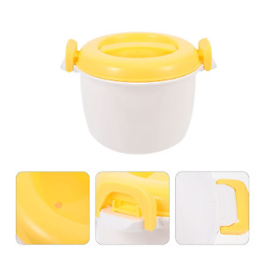 BESTonZON Microwave Rice Cooker Steamer Bowl for Vegetables with Steam Release Vent Microwaveable Cookware for Rice and Vegetables Yellow S