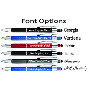 Customized Pens with Stylus - The Prestige Metal Pen - Custom Printed Name Pens with Black Ink Personalized & Imprinted with Logo or Message -Great Gift Ideas- FREE PERSONALIZATION - 6 pack (Black)