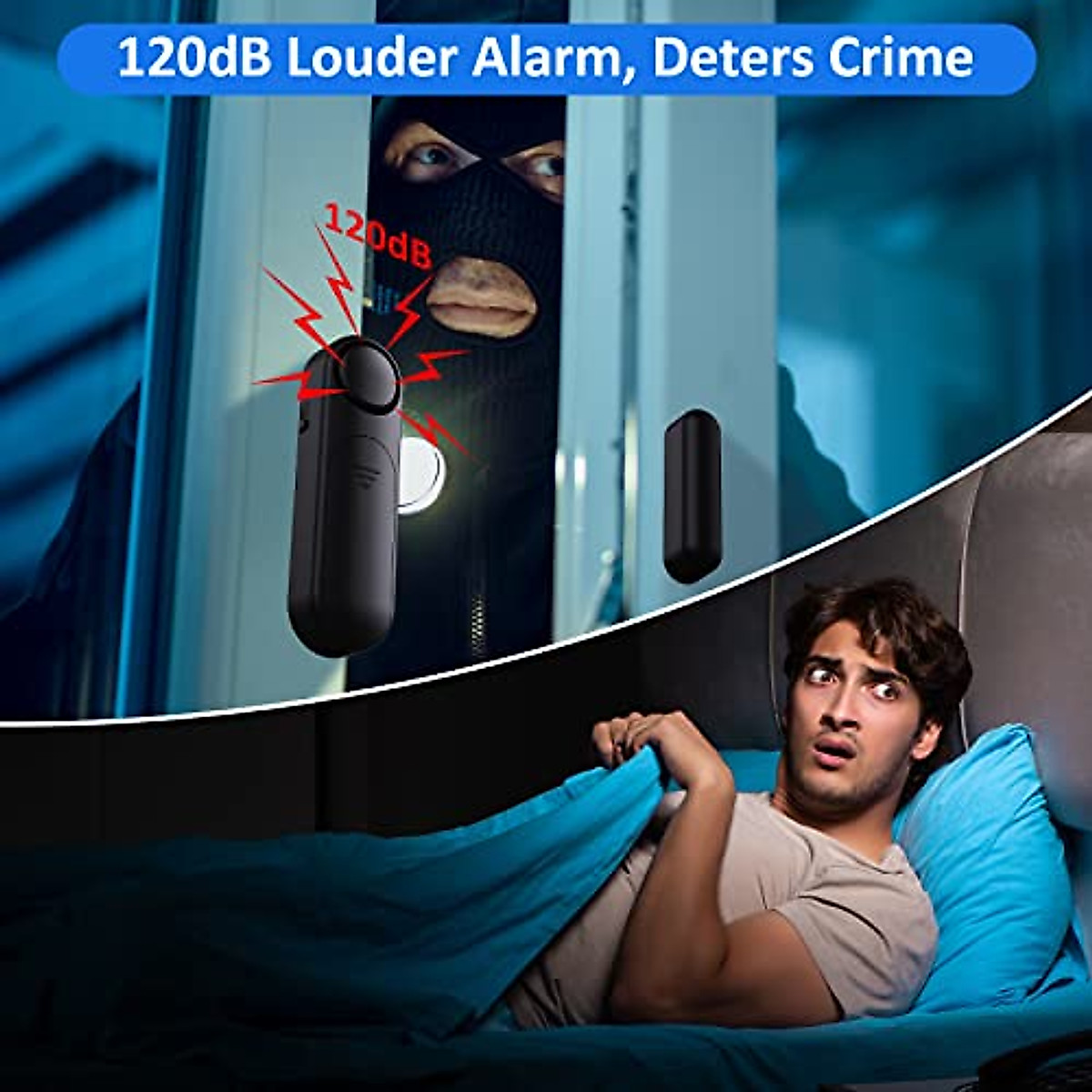 AKOYU Door Alarm Sensor 4in1 - Door Alarms for Kids Elderly Safety , 120 dB Window Alarm Sensors, 4 Modes Open Alarm/Close/Dingdong/Reminder Burglar Alarm for Home Safety Travel Office Shop (2 Pack)