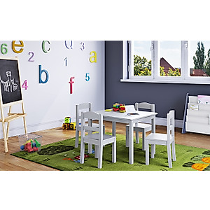 Humble Crew, White Kids Wood Table and 4 Chairs Set