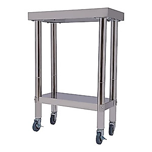 KOLHGNSE Stainless Steel Table for Prep & Work with Caster, Commercial Kitchen Table Prep Worktable with Undershelf for Restaurant, Home and Hotel(24x12x34inch)