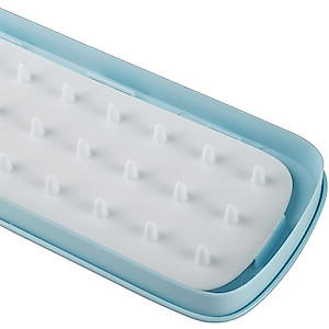 LittleStar Ice Tray with Lid and Bin-Updated Press Plate Easy Release Ice Cubes Double Layers Ice Makers For 48pcs Ice Cubes BPA Free (Blue)