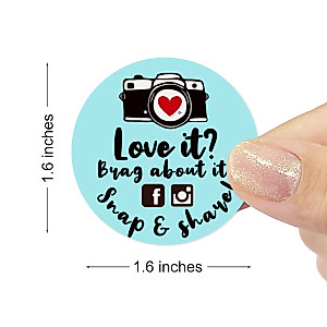 Snap and Share Stickers Small Business,Love it Snap Share Stickers,Leave a Review Stickers,Blue Small Business Stickers 500 Labels Per Roll