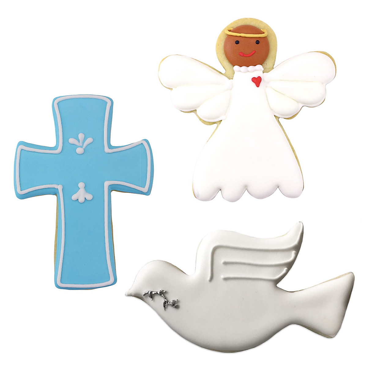 Religious Christmas Cookie Cutters 3-Pc. Set Made in USA by Ann Clark, Angel, Cross, Dove