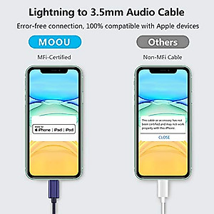 MOOU iPhone Aux Cord for Car, Apple MFi Certified Lightning to 3.5 mm Audio Cable for Headphone Speaker Compatible with iPhone 13/13 Pro/13 Pro Max/12/12Pro/12 Pro Max/11/11 Pro Max/X/XS/XR/8, 6.6FT