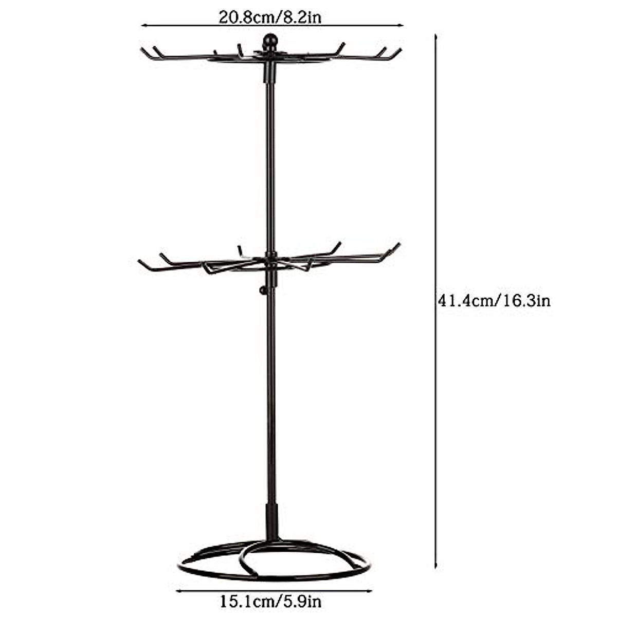 Firlar 2 Tier Rotating Jewelry Tower Jewelry Stand, Metal Rotating Jewelry Display Holder Jewelry Tree Stand Bracelet Rotation Holder Jewelry Display Rack Organizer for Necklace Bracelet Earring Ring