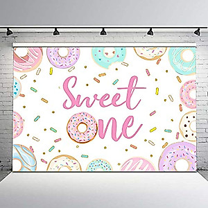 Avezano Donut Sweet One Backdrop Doughnut First Birthday Party Background 7x5ft Sprinkles Confetti Donuts 1st Birthday Photo Booth Banner Cake Table Decorations for Girls