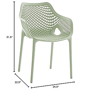 Meridian Furniture 329Mint Modern | Contemporary Patio Dining Chair with Polypropylene Plastic, Weather Resisting for Indoor or Outdoor Use, Set of 4, 22.5" W x 24.5" D x 31.5" H, Mint