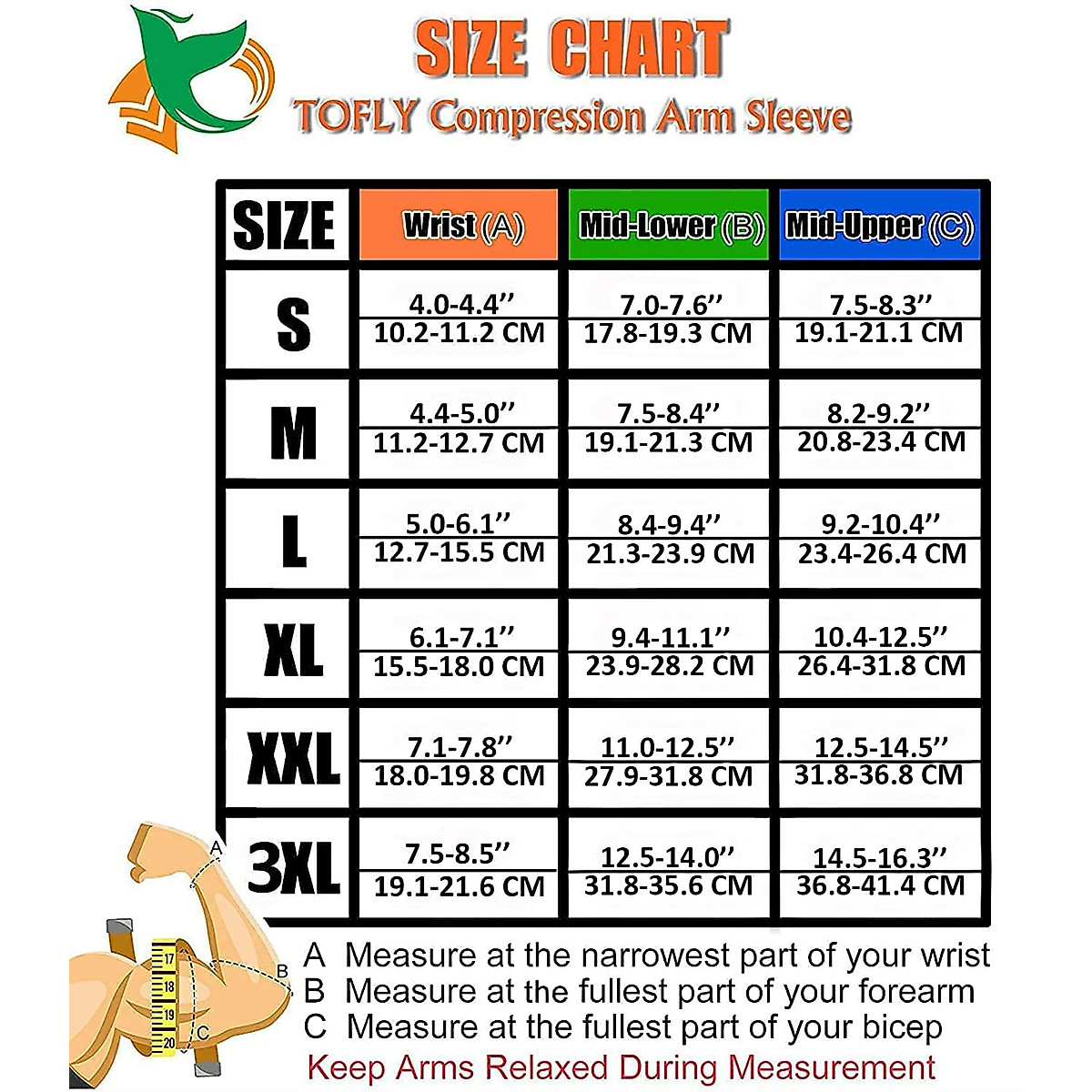 TOFLY Compression Arm Sleeves Elbow Braces for Men & Women (1 Pair), 20-30 mmHg Graduated Compression Arm Braces Support for Tennis Elbow, Tendonitis, Lymphedema, Arthritis, Edema, Workouts, Black L